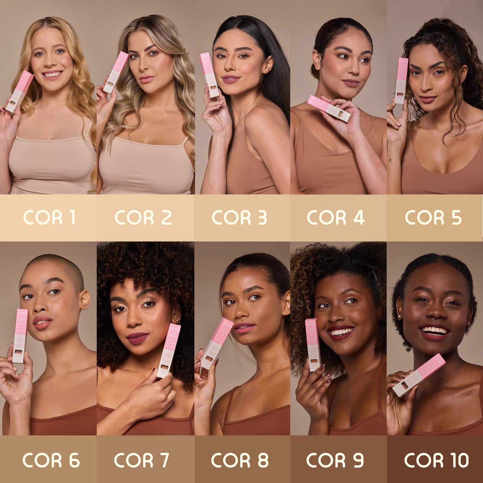 Base Líquida Anita My Touch Vitamina E, Niacinamida, Ácido Hialurônico