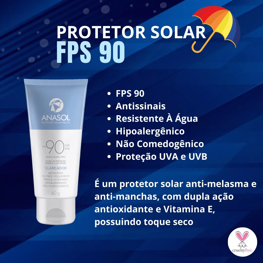 Anasol Protetor Solar Facial FPS 90 com Clareador